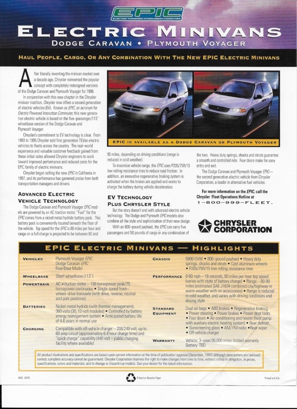 Chrysler’s EPIC Original Battery-Electric Minivan